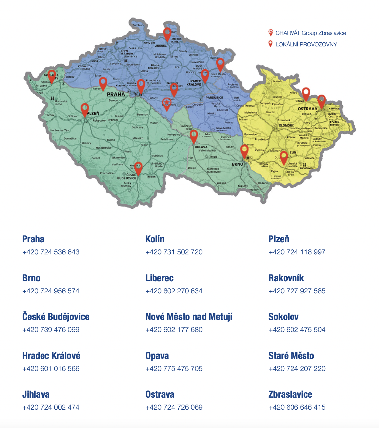 Lokální provozovny | CHARVÁT Group s.r.o.